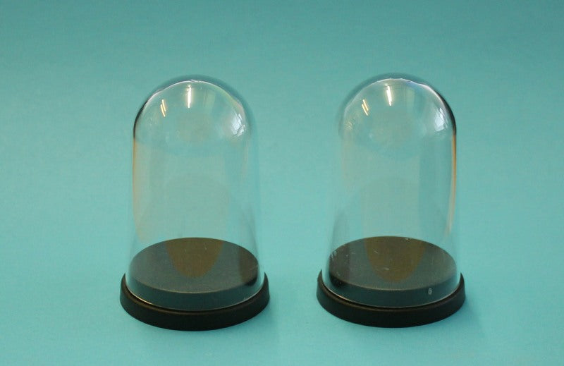Clear Plastic Miniature Display Domes: 40mm Black Base x 65mm height ...
