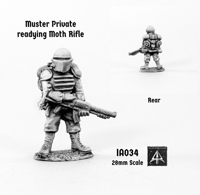 IA034 Muster Private readying Moth Rifle | Alternative Armies